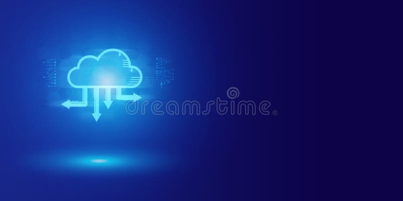 Futuristic Blue Cloud and Security Abstract Technology Background ...