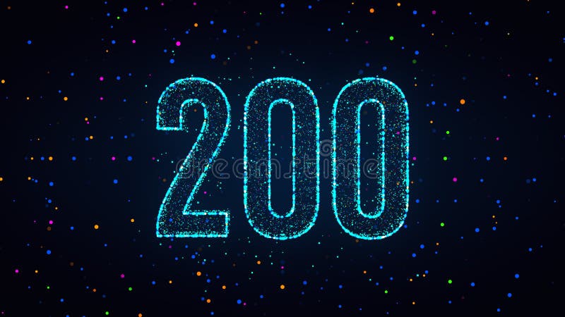 Futuristic Blue Number 200 Lines Effect with Square Dots and Lines ...