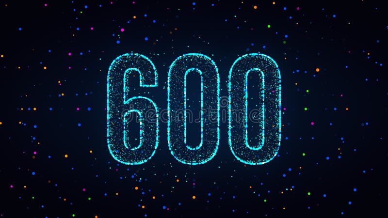 Blue Colorful Shiny Number 600 Lines Effect with Square Dots and Lines ...
