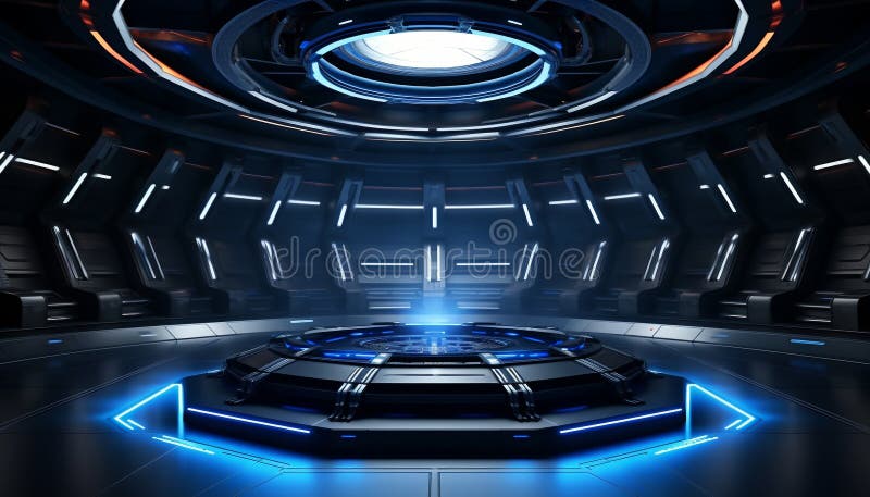 Futuristic Blue Computer Network Inside Modern Architecture Generated ...