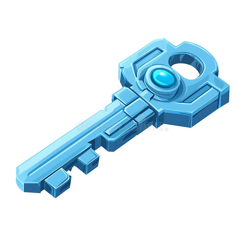 Futuristic Blue Crystal Key 3D Rendered Illustration Stock Illustration ...