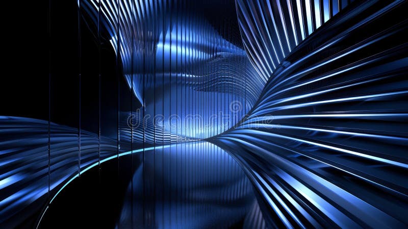 Futuristic Blue Data Tunnel in Virtual Cyberspace Stock Image - Image ...