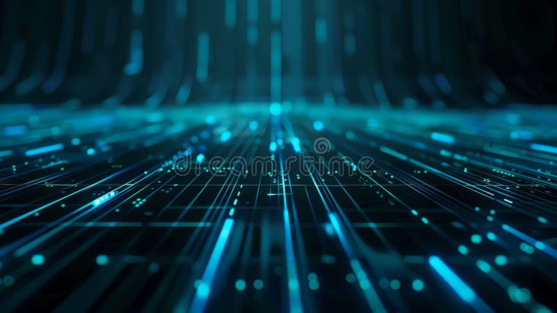 Futuristic Blue Digital Data Streams Flowing Dynamically on a Dark ...