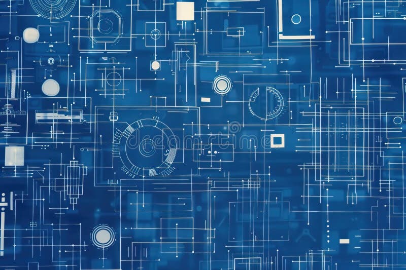 Futuristic Blue Digital Interface with HUD Elements and Technical ...