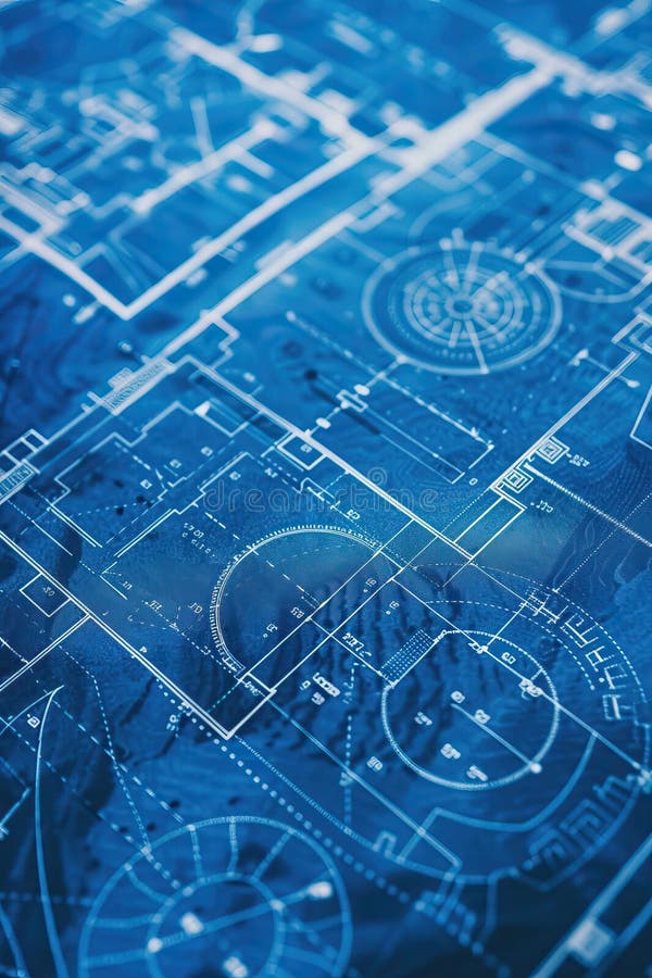 Futuristic Blue Digital Interface with HUD Elements and Technical ...