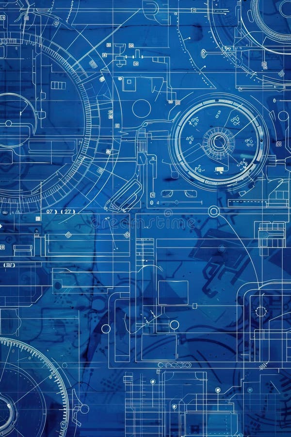 Futuristic Blue Digital Interface with HUD Elements and Technical ...