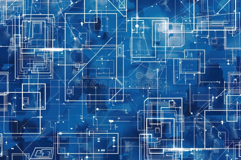 Futuristic Blue Digital Interface with HUD Elements and Technical ...