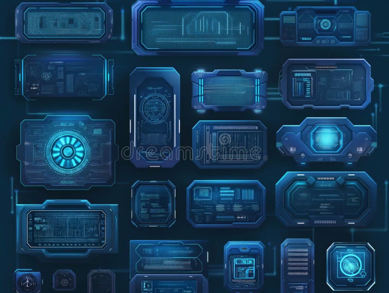 Futuristic Blue Digital Interface Panels Stock Image - Image of display ...