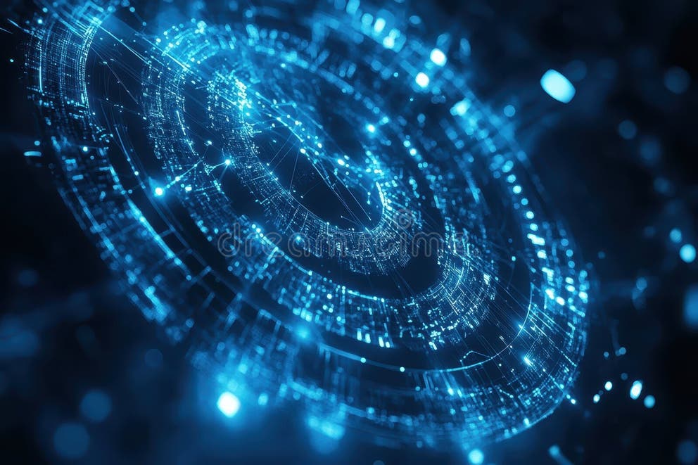 Futuristic Blue Digital Sphere Network Technology Abstract Stock ...
