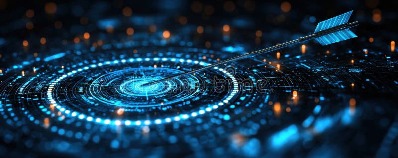 Futuristic Blue Digital Target with Arrow Symbolizing Focus and ...