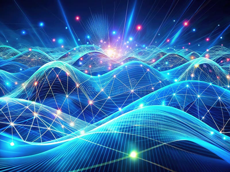 Futuristic Blue Digital Wave Network Connection a Seamless Blend of ...