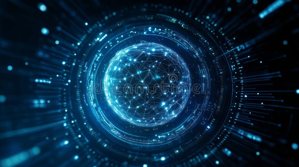 Futuristic Blue Dome Shield Globe Design for Global Communication ...