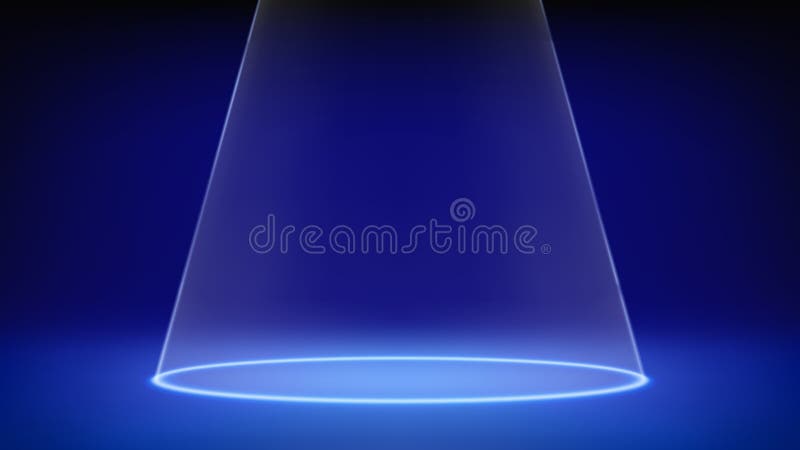 Futuristic Blue Empty Stage Studio. Laser Spotlight Illuminates Circle ...