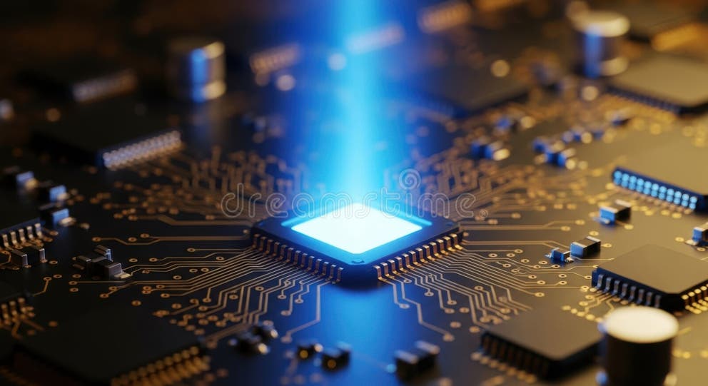 Futuristic Blue Energy Beam Emanates from a Glowing Central ...