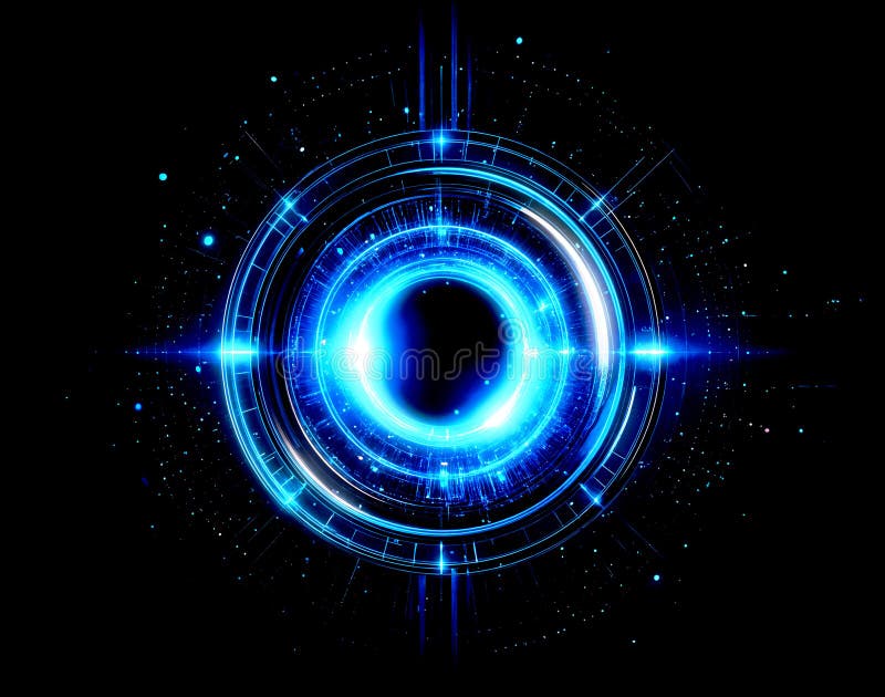 Futuristic Blue Energy Core with Technological Details and Black ...