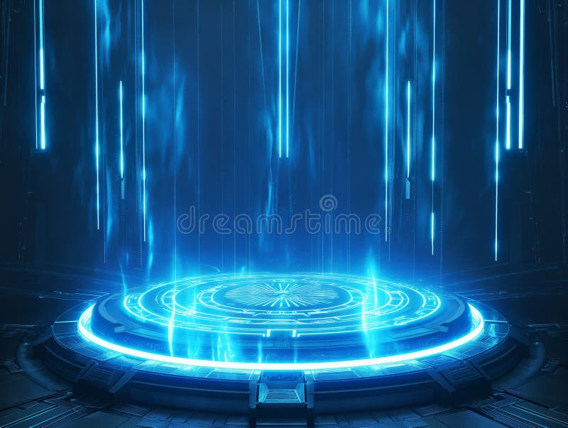 Futuristic Blue Energy Portal Stock Photo - Image of digital ...