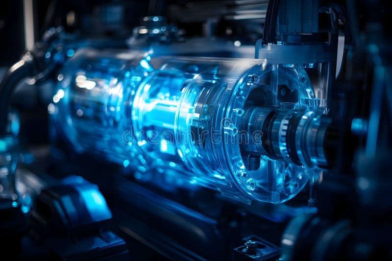Futuristic Blue Engine Contraption with Gears and Cogs in Motion Stock ...