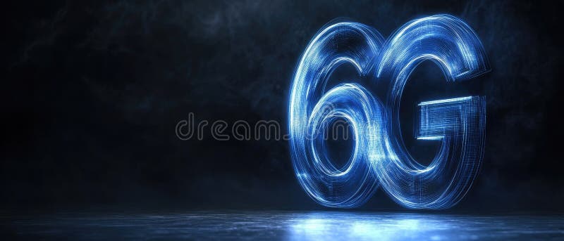Futuristic Blue 6G Logo, with Glowing, Transparent Effect Stock ...