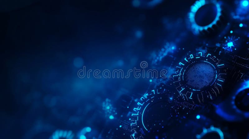 Futuristic Blue Gear Digital Transformation and Innovation Symbolizing ...