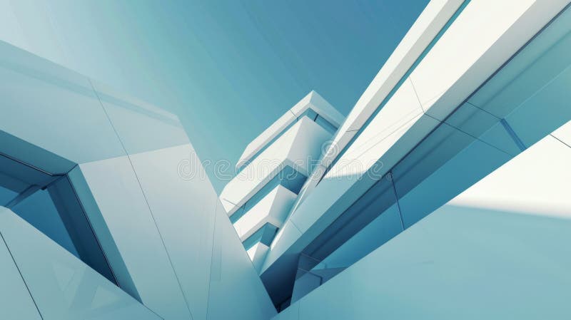 Futuristic Blue Glass Skyscraper Perspective in Urban Skyline Stock ...