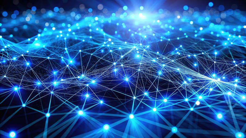 Futuristic Blue Glitch Network a Stunning 3D Data Visualization ...