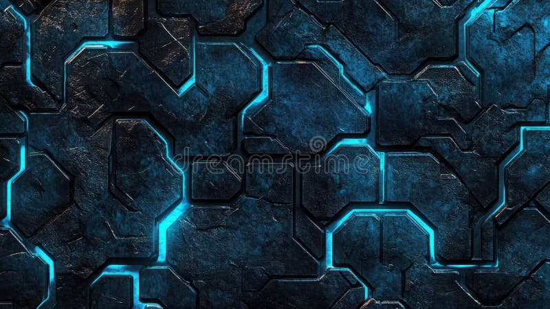 Futuristic Blue Glowing Circuit Pattern on Dark Textured Surface ...