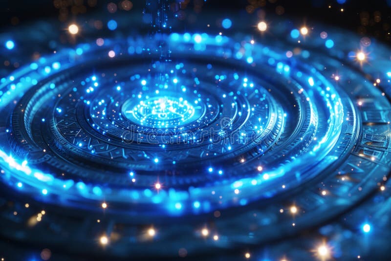 Futuristic Blue Glowing Circular Device, Concept for Advanced ...