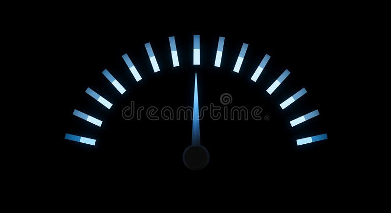 Futuristic Blue Glowing Gauge Meter Indicator on Black Background Stock ...