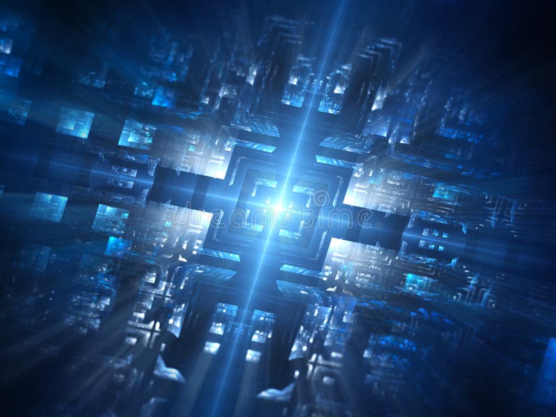 Futuristic Blue Glowing Hardware Network Stock Illustration ...