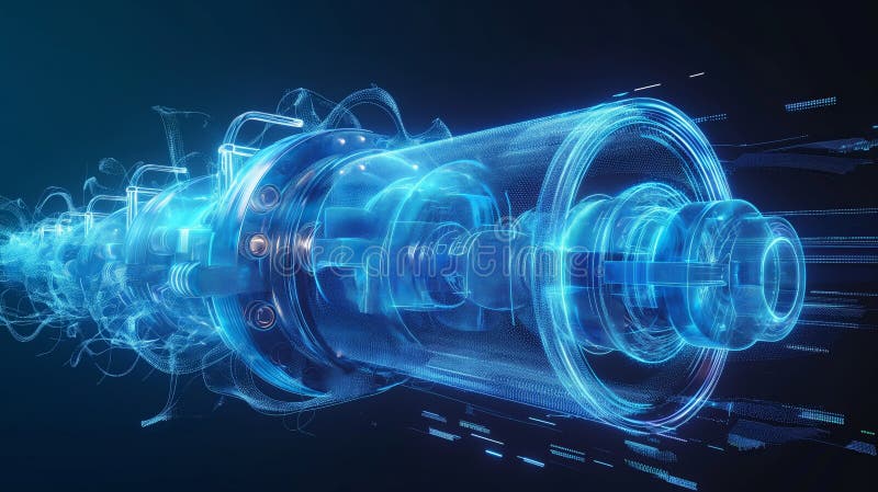 Futuristic Blue Glowing Machine Stock Image - Image of virtual ...