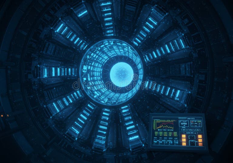 Futuristic Blue Glowing Sphere Control Panel Stock Illustration ...