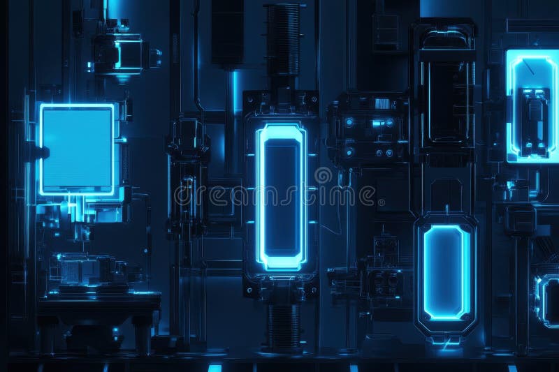 Futuristic Blue Glowing Technology Background with Abstract Patterns ...