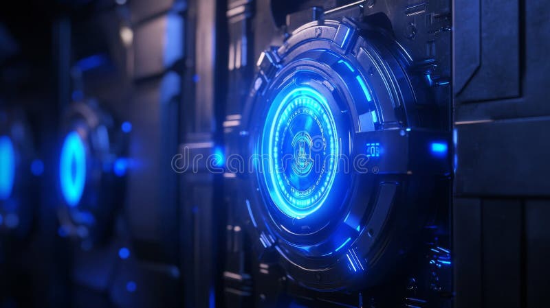 Futuristic Blue Glowing Technology Interface Stock Illustration ...