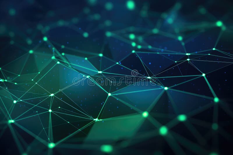 Futuristic Blue and Green Network Lines, Abstract Technology Background ...