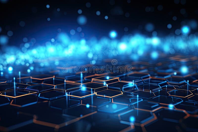 Futuristic Blue Hexagon Background Science Illustration HUD Components ...