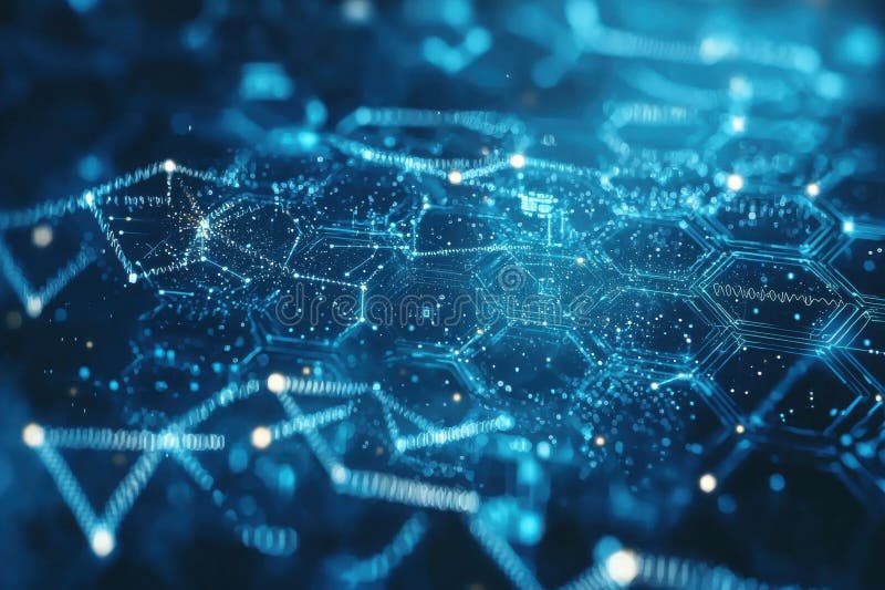 Futuristic Blue Hexagon Technology Background with Network Connections ...