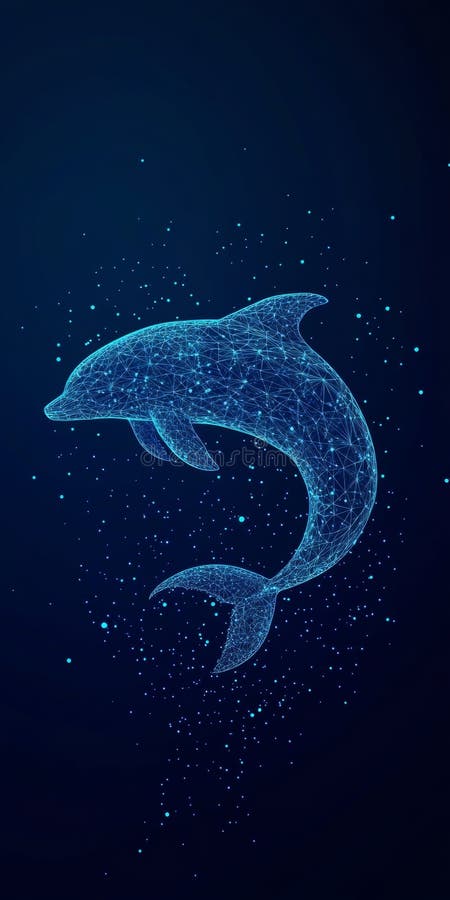 Futuristic Blue Holographic Dolphin. Connection Structure of Digital ...