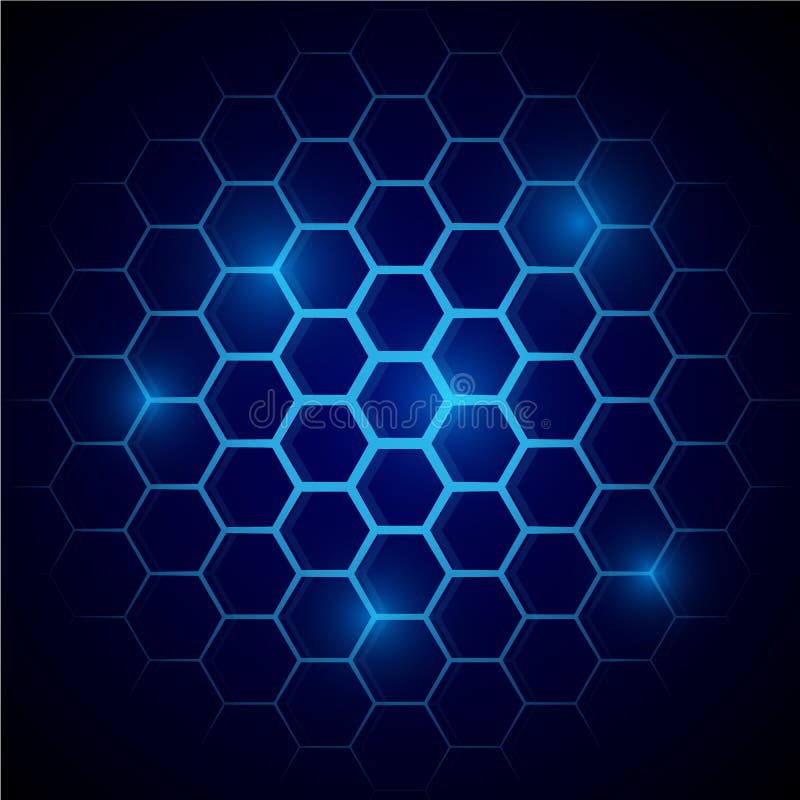 Futuristic Blue Honeycomb Pattern. Hexagonal Conceptual Background ...