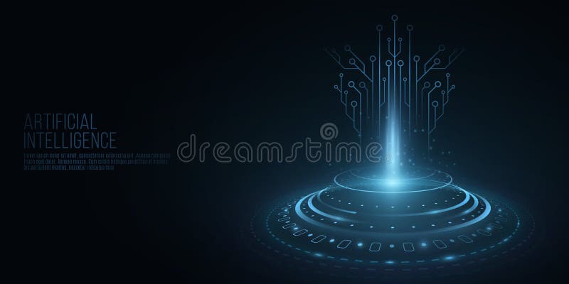 Futuristic Blue HUD Interface with Glowing Computer Circuit Board ...