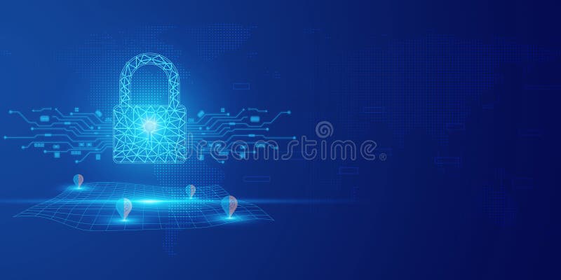 Futuristic Blue Key and Security Abstract Technology Background ...