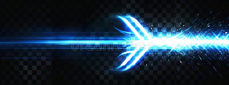 Futuristic Blue Light Arrow in Motion with Speed Effect on Dark Grid ...