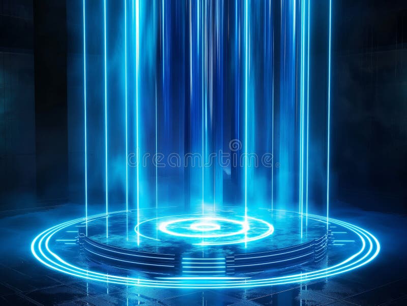 Futuristic Blue Light Portal Stock Photo - Image of vertical ...