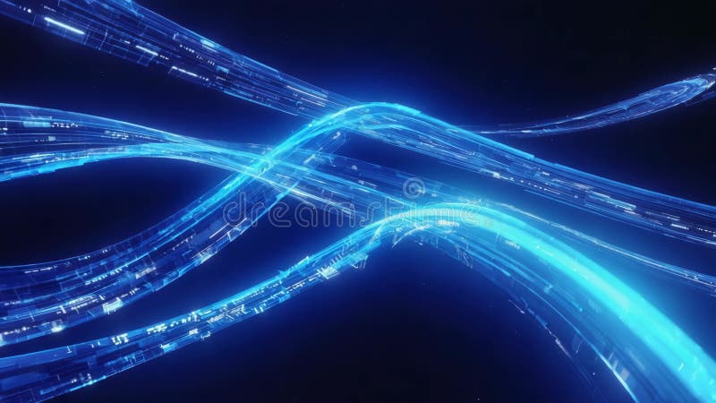 Futuristic Blue Light Streaks in Motion - Digital Technology Background Generative AI Stock ...