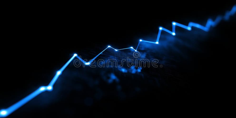 Futuristic Blue Line Graph Representing Data Trends on a Dark ...