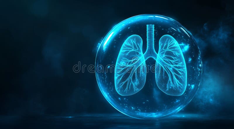 Futuristic Blue Lung Concept Displayed within a Vibrant Neon Sphere ...