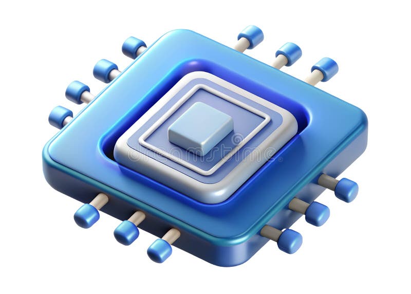 Futuristic Blue Microchip with Digital Glow – High-Tech 3D Illustration ...