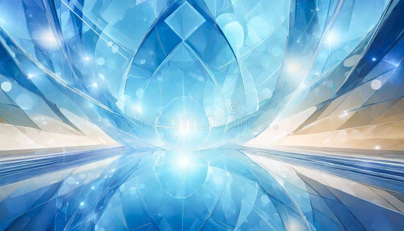 Futuristic Blue Modern Background with Glass Shapes, Lights and Rays. Stock Illustration ...