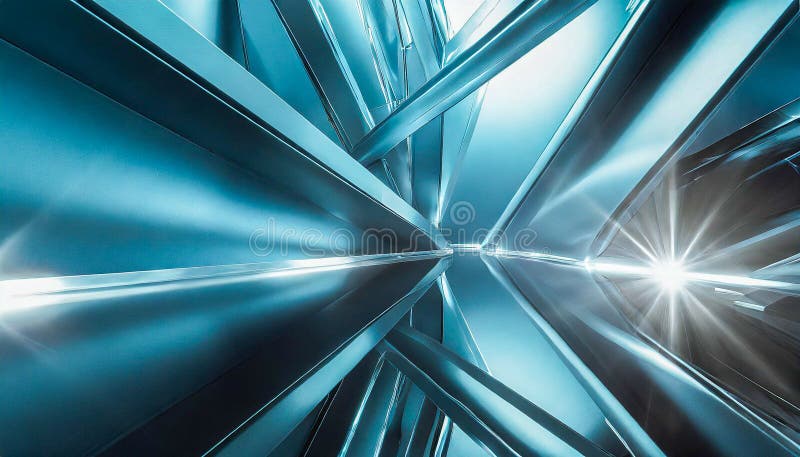 Futuristic Blue Modern Background with Smooth Metallic Shapes, Lights ...