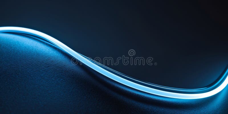 Futuristic Blue Neon Light Curve on Dark Background Stock Image - Image ...
