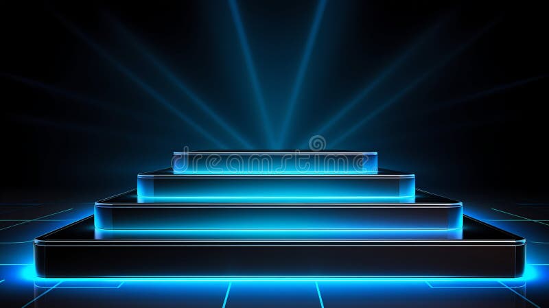 Futuristic Blue Neon Light Stage. Generative Ai Stock Illustration ...